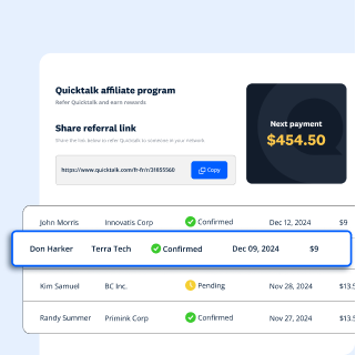 Earn 50% on your Quicktalk referrals